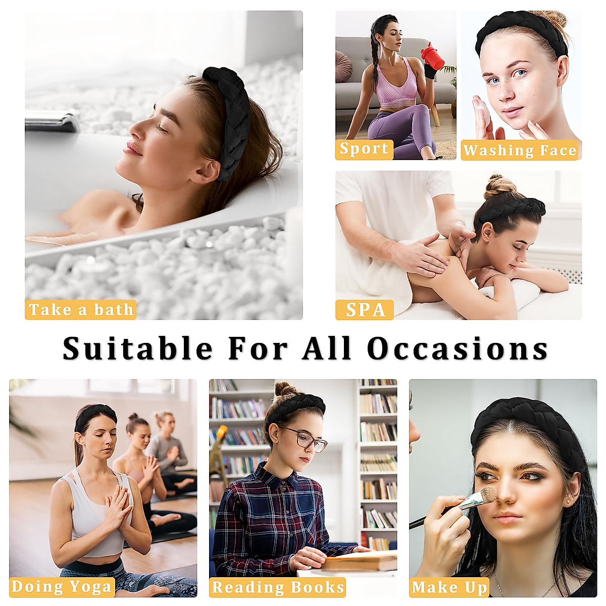 RINVEE Headbands for Women Velvet Braided Headbands Fashion Hairband Criss Cross Hair Accessories, Black