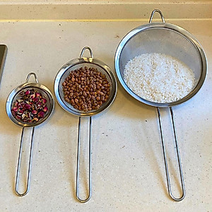 AHASON'S Fine Mesh Sieve Strainer,Premium Stainless Steel 8cm / 3.15 Inch with Durable Metal and Sturdy Handle,Excellent for Sifting Flour Pastas Rice Tea