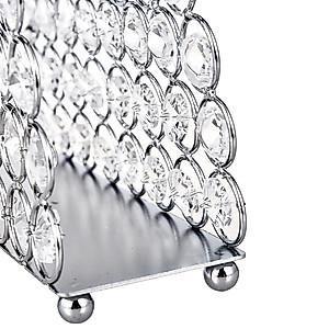 Feyarl Crystal Napkin Paper Holder Facial Tissues Napkin Organizer Mails Letters Cards Holder Cast Standing for Dinner Table Dresser Home Deco Office (Silver)