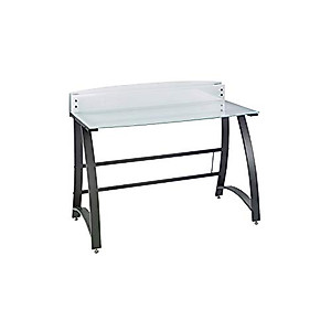 Safco Products 1938TG Xpressions 47" Computer Glass Top Workstation (Optional Keyboard Tray 1940BL Sold Separately), Tempered Glass/Black Frame
