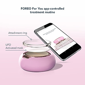 FOREO UFO Face Mask Treatment, Full LED Spectrum & Red Light Therapy For Face, Warming, Face Moisturizer, Dark Spot & Acne Scar Treatment For Face, Anti Aging, Nourishing, Pearl Pink