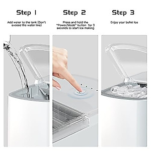 Ice Maker Countertop with Self-Cleaning, 45lbs/24H, 2 Sizes of Bullet-Shaped Ice in 6 Mins, Compact Ice Machine with Ice Scoop/Basket, Perfect for Home Kitchen Party Camping Bar Office
