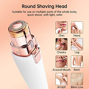 Juszczak Women's Rechargeable Eyebrow Trimmer, 2-in-1 Painless Hair Remover and Razor, with LED Light, Portable and Convenient