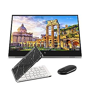 HP E14 G4 FHD (1920 x 1080) Portable Travel Monitor Bundle with 2 USB Type-C, Black Marble Bluetooth Folding Wireless Keyboard, and Black Pebble M355 Bluetooth Wireless Mouse