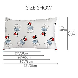 Pillowcase Set of 2 French Bulldog Cute Dog Animal Retro Pillow Cover Pillow Sham for Long Pillow Standard Size 16X24 Inch