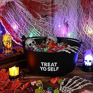 Uiifan 9 Inch Witch Black Cauldron Halloween Cauldron Pot Antique Plastic Cauldron Decorative Flower Cauldron Planter Trick or Treat Candy Bucket for Trick or Treat Parties Outdoor Bucket Decor