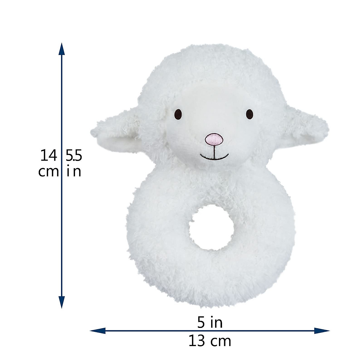Doindute Baby Lamb Soft Rattle Toy, Sheep Plush Infant Shaker Rattle Easy-Grasp Stuffed Animal Toy, Gifts for Newborns Babies Toddlers Boys Girls, White, 5.5 Inches