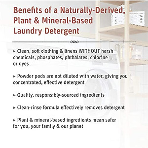 Grab Green Stoneworks Laundry Detergent Pods, Powered by Naturally-Derived Plant & Mineral-Based Powder Pods, Fragrance Free Rain, 50 Count (Pack of 1) Loads-EPA Safer Choice Certified