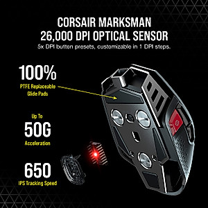 Corsair M65 RGB Ultra Wireless, Tunable FPS Wireless Gaming Mouse, Black