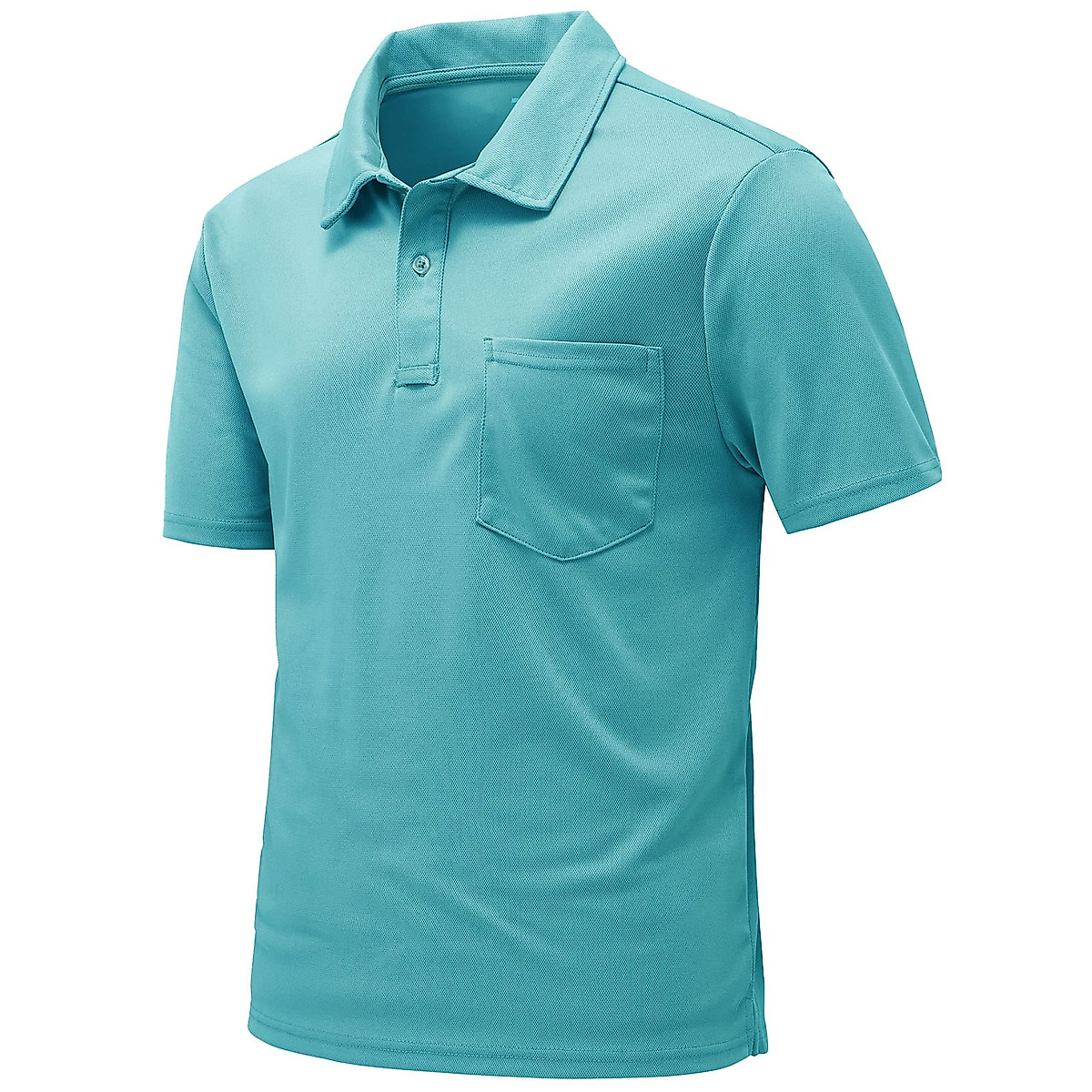 Rdruko Men's Polo Shirts with Pocket Short Sleeve Dry Fit Golf Sports Collared Shirts(Ocean Blue, US XL)