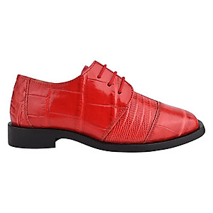 LIBERTYZENO Boys Alligator Print Genuine Leather Kids Formal Dress Shoes for Easter Gift 601 Red 8 Toddler