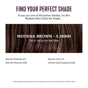 Madison Reed Radiant Hair Color Kit, Medium Brown for 100% Gray Coverage of Resistant Gray Hair, Ammonia-Free, 5.5NNN Modena Brown, Permanent Hair Dye, Pack of 1