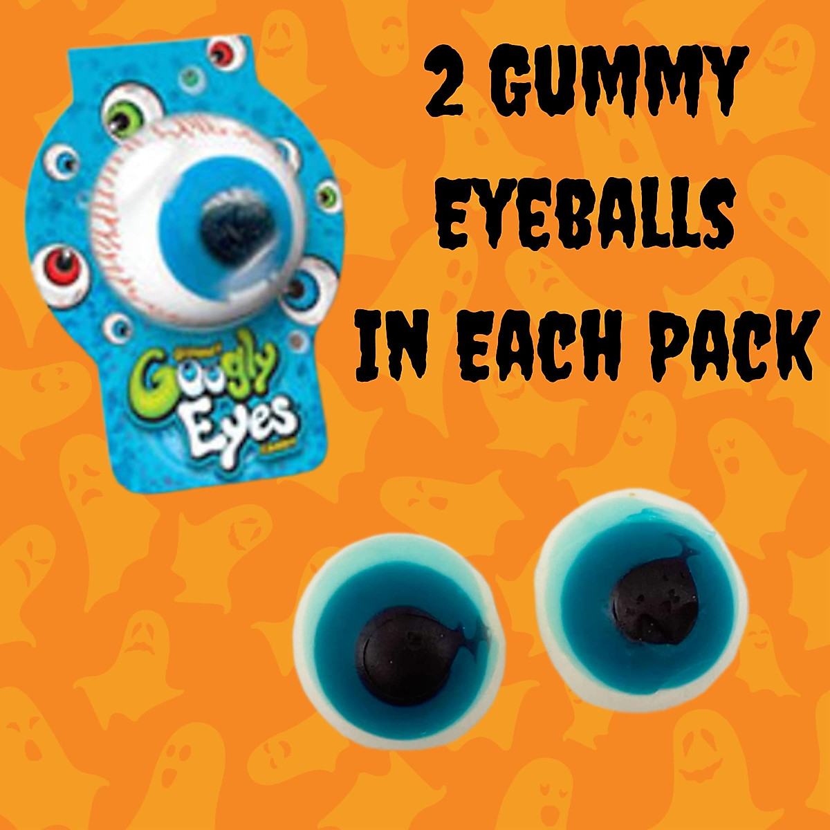 Gummy Googly Eyes Candy, Christmas Bulk Candy Individually Wrapped, 50 Count, 0.49 Ounces Each