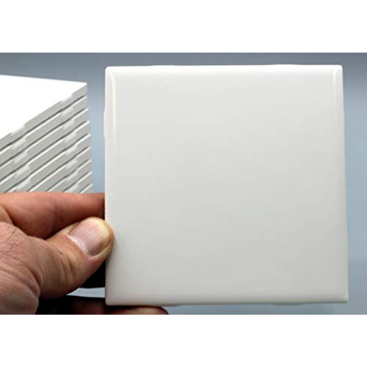 12 Pack of Glossy White Glazed Ceramic Tiles for Alcohol Ink Painting, Decorating, Arts & Crafts, 4.25 x 4.25 Inch Square, Ready-to-Paint Ceramics