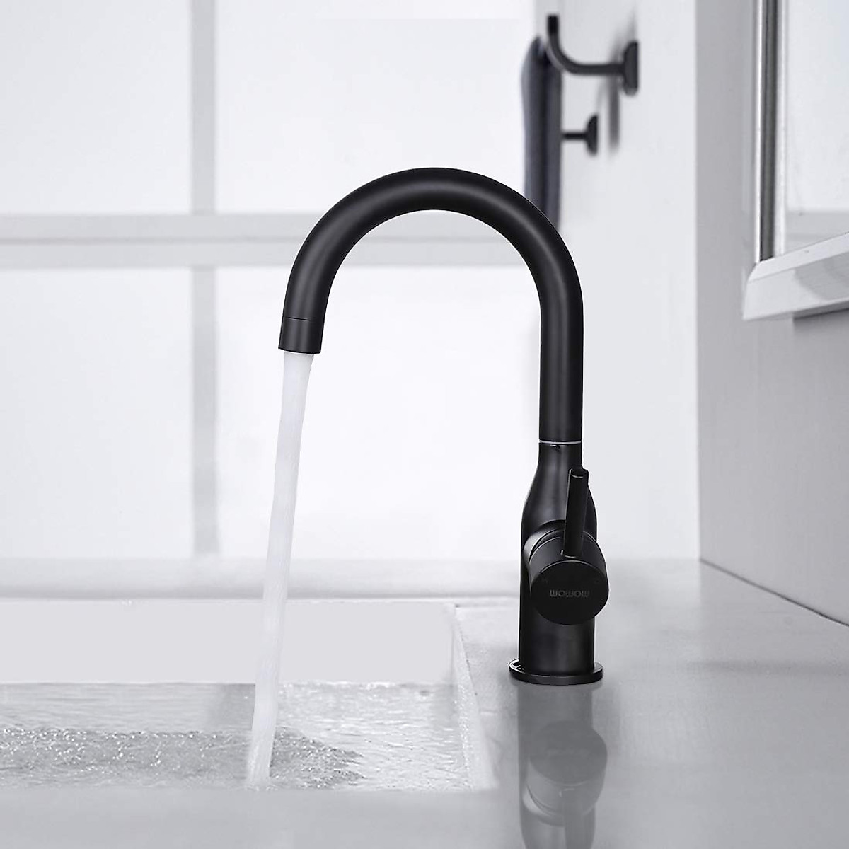 WOWOW Black Bathroom Faucet Stainless Steel Bar Faucet Single Handle Bar Sink Faucets High Arc Lavatory Sink Faucet Mixer Small Kitchen Tap Faucet with Supply Hoses
