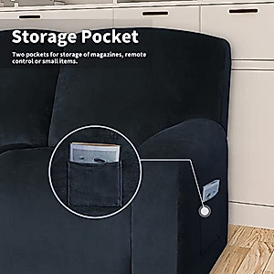 Easy-Going 6 Pieces Velvet Recliner Loveseat Cover Stretch Reclining Sofa Slipcover Couch Cover for 2 Cushion Soft Washable Furniture Protector for Kids Pets (Loveseat, Charcoal Gray)