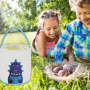 Leesgel Easter Baskets, Dinosaur Easter Basket for Kids, Easter Egg Hunt Basket with Handle Easter Buckets Easter Party Supplies Gifts Bags Toys Storage Bags