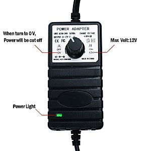 AUTOTOOLHOME AC to DC Adjustable Power Supply 0-12V 1A Universal Power Adapter Motor Speed Controller Variable VoltageCharger Adapter