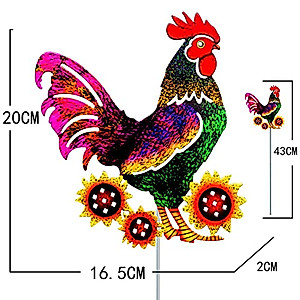 Altsuceser Metal Rooster Statues, Outdoor Garden Chicken Decor, Chicken Ornaments Yard Art for Backyard Patio Lawn Decorations D