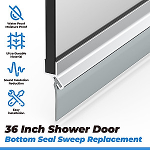 PalpitateC Shower Door T Drip Sweep Angled Gray Vinyl Framed Sweep fit for in Swing or Out Swing Doors Shower Door Bottom Sweep for Frameless Shower Door Seal 36" Long