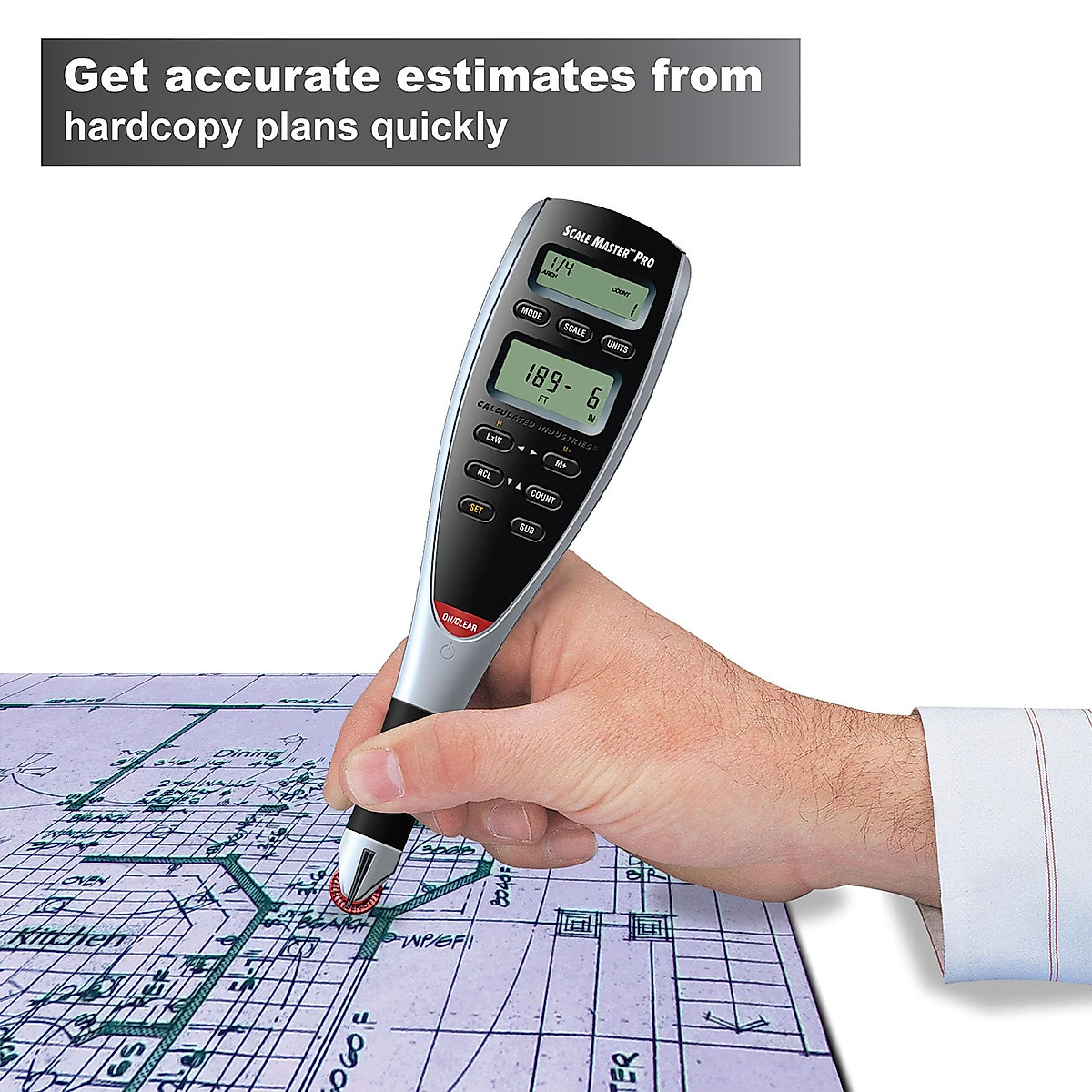 Calculated Industries 6025 Scale Master Pro Digital Plan Measure Take-off Tool | 72 Built-in US Imperial, Metric Scales | 6 Custom Scales for Out-of-Scale Plans | Dedicated Keys for Linear Measuring