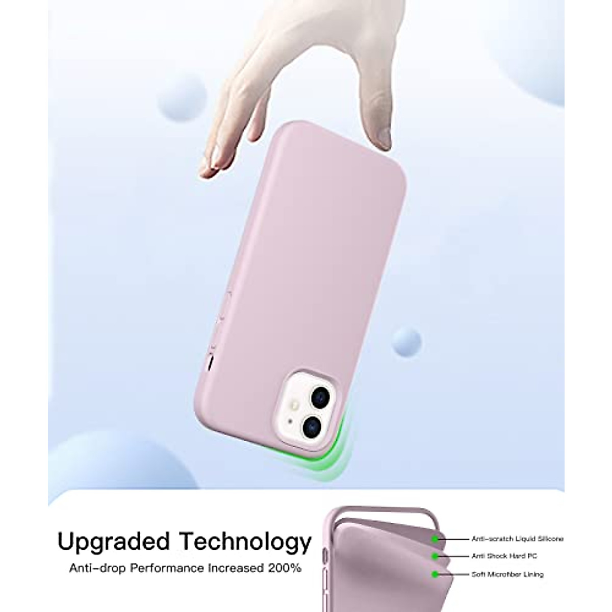 LEOMARON Compatible with iPhone 12 and iPhone 12 Pro Case 6.1 inch, Liquid Silicone Full Body Protection Cover Case with Soft Microfiber Cloth Lining for iPhone 12 and iPhone 12 Pro 2020, Lavender