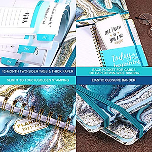 2021-2022 Planner - Academic Planner 2021-2022 from July 2021 - June 2022, 6.4"x 8.5", Flexible Cover Planner with Elastic Closure, Coated Tabs, Inner Pocket