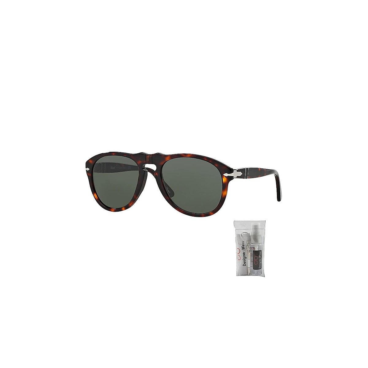 Persol PO0649 24/31 56MM Havana/Green Aviator Sunglasses for Men + BUNDLE With Designer iWear Eyewear Kit