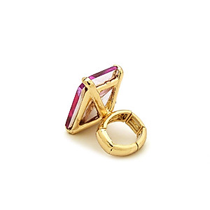 Women's Extra Big Crystal Colorful Stone Stretch Ring (Rectangle - Fuchsia)
