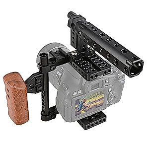 CAMVATE DSLR Camera Cage Top Handle Wood Grip Compatible for Sony Panasonnic - 1175