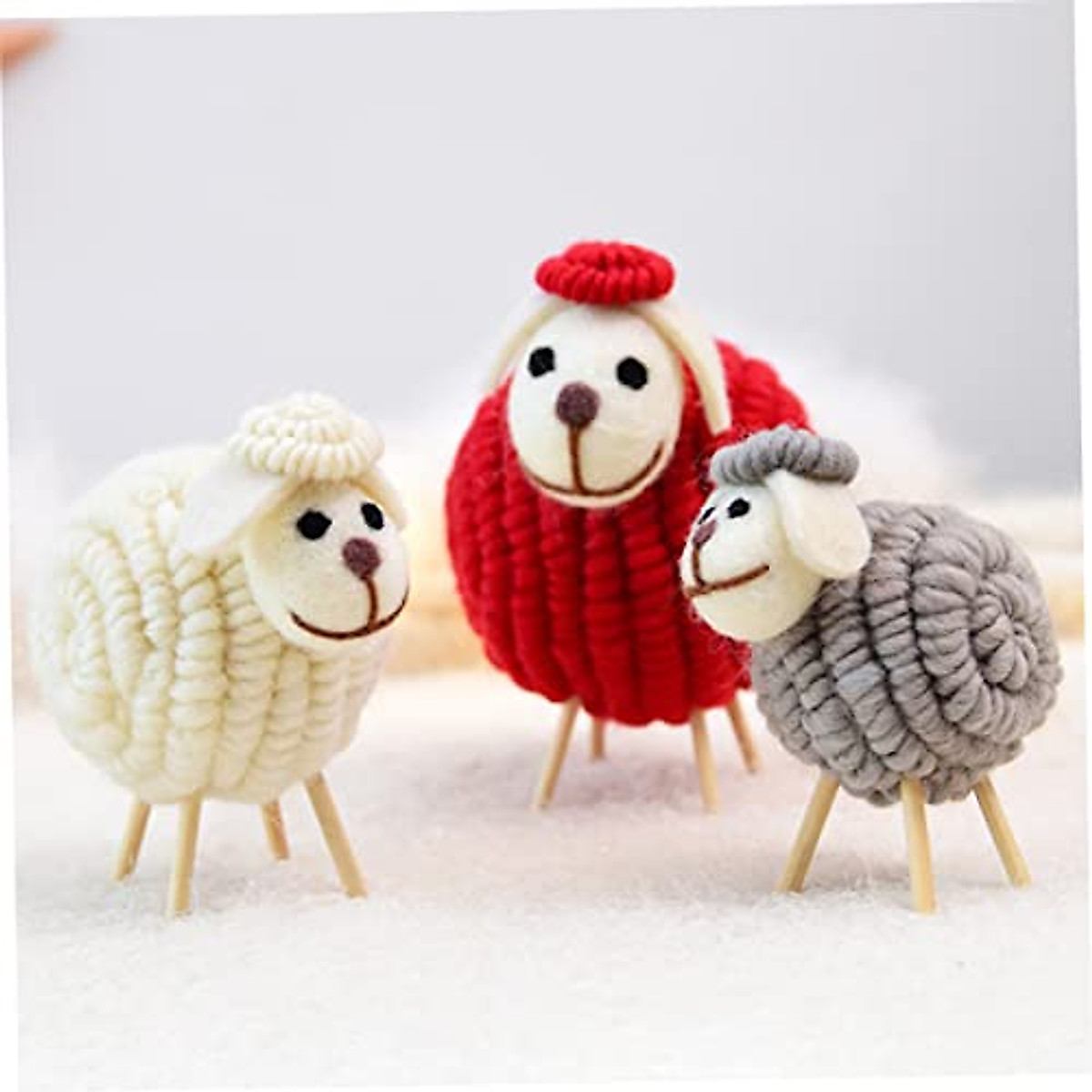 SAFIGLE Christmas Decor Miniture Decoration Fireplace Decor Ram Bauble Ornament Nordic Wool Felt Lamb Desktop Christmas Sheep Crafts Pendant Doll Bamboo Christmas Tree White Overall