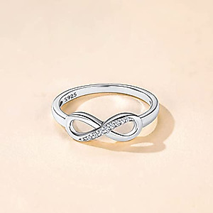 Suplight 925 Sterling Silver Cubic Zirconia Infinity Ring for Women Size 7