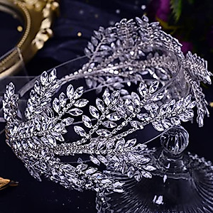 TRiXY Bridal Headwear Rhinestone Ladies Headband Crystal Headwear Wedding Silver Bridal Hair Accessories Bridal Tiaras Pageant Hair Jewelry Party Headpieces for Women Girls