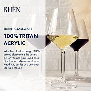 European Style Crystal, Stemmed Wine Glasses, Acrylic Glasses Tritan Drinkware, Unbreakable Muted Color | Set of 6 | Shatterproof BPA-free plastic, Reusable, All Purpose Glassware, Hand Wash Only 15oz