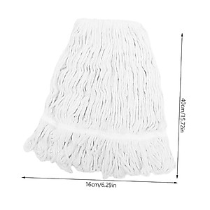 Luxshiny Mop Replacement Head Household Mop Pad Mop Head Wet Mop Head Refill Reusable Mop Pad Commercial Mop Head Floor Cleaning Mop Head Dust Wet Mop Head Cotton Thread White