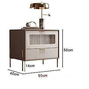 HIGOH Bedside Table Bed Head Cabinet Easy Storage Bed Leather Smart Side Cabinet Bedroom