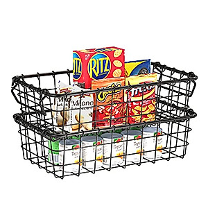 SimpleHouseware 2 Pack Stackable Single Wire Basket, (8.9 x 15.5 x 4.3 in)