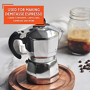 Imusa 3 Cup Stovetop Espresso Maker with Heart Shaped Knob, Silver