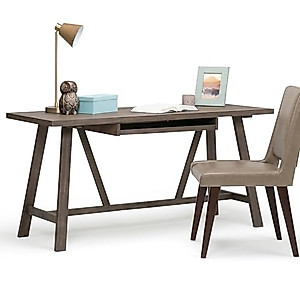 SIMPLIHOME Dylan SOLID WOOD Modern Industrial 60 inch Wide Home Office Desk, Writing Table, Workstation, Study Table Furniture in Driftwood
