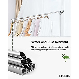 Vikaqi Clothes Drying Rack 79 Inches Folding Indoor, Drying Rack Clothing Collapsible, Foldable Laundry Drying Rack, Clothes Rack Drying, Retractable RV Clothesline, 20 Hooks 12 Clips