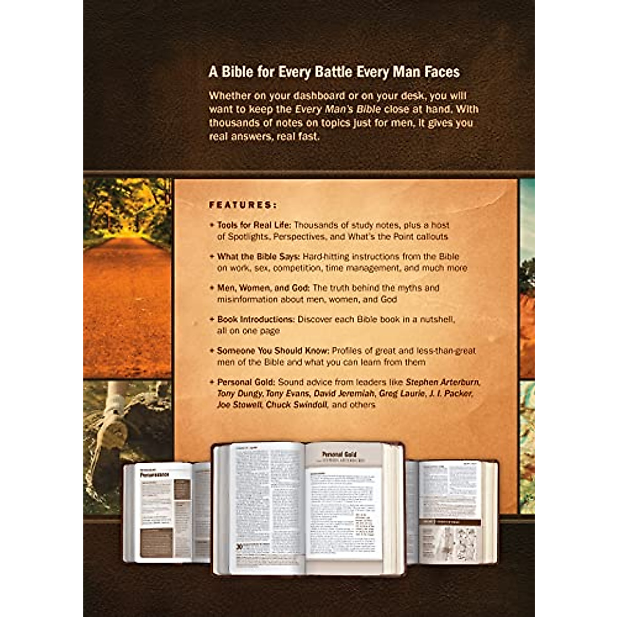 Every Man’s Bible NLT, Large Print, Deluxe Explorer Edition (LeatherLike, Rustic Brown, Indexed)