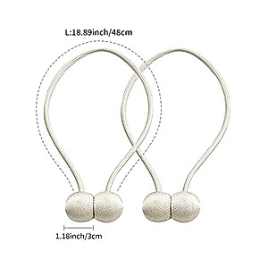 2pcs Magnetic Curtain tiebacks, Modern Style Curtain Ties Drapery Backs Holder Window Hold Curtains Drape Ties Backs for Home Bedroom Office Decorative Curtain (White)