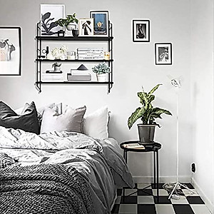 BOLUO Black Wall Shelf Bathroom Shelves - Bedroom Kitchen Living Room Modern Book Shelf Floating Shelves 24 inch (610-B)