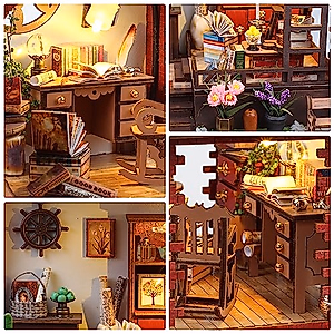 GuDoQi DIY Book Nook Kit, DIY Dollhouse Wood Bookend, Booknook Bookshelf Insert, DIY Miniature Dollhouse Kit, Bookends Model Build for Adult, Gift for Birthday Christmas' Day, Magic Shack