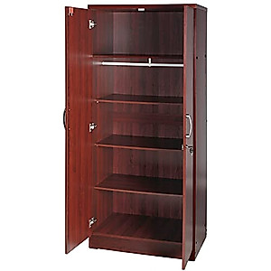 Pemberly Row Modern Wood Two Door Armoire Wardrobe Cabinet in Mahogany