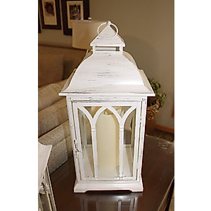 Pebble Lane Living, Lombard Metal Lantern Set of 3, Outdoor-Friendly, 11" H, 15" H, 20.5" H, White