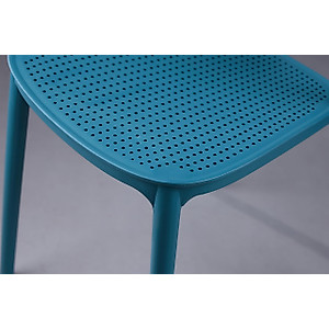 CozyBlock MESH Perforated Stackable Dining Chair for Both Indoor and Outdoor – Set of 2 (Teal Blue)