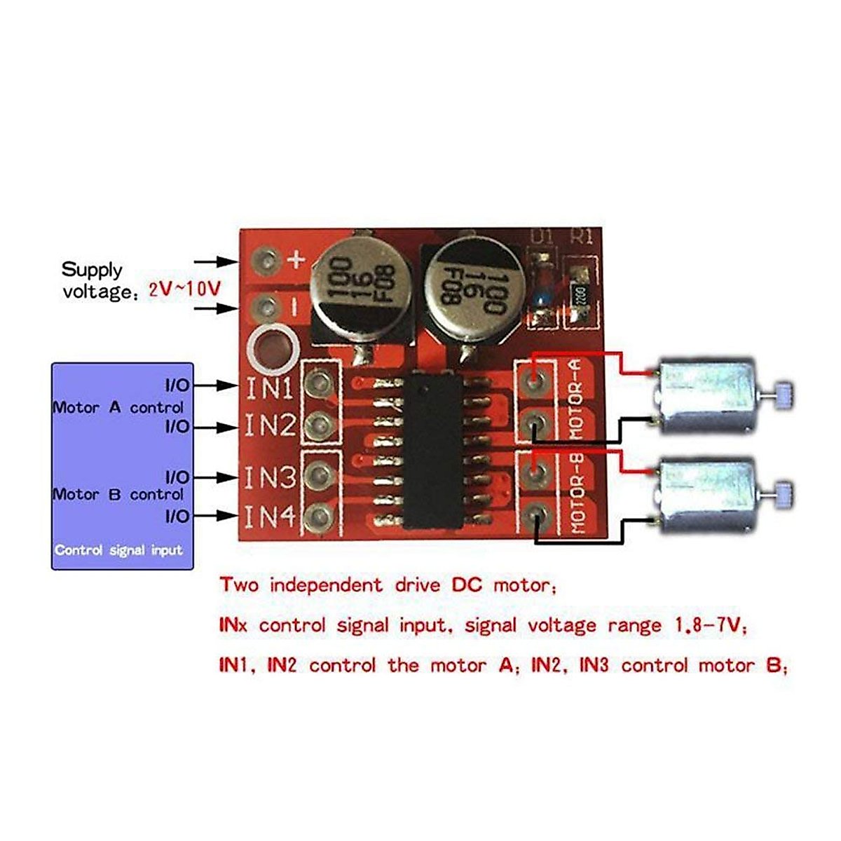 Aideepen 5pcs Dual H-Bridge DC Stepper 1.5A 2 Way DC Motor Driver Module Replace Stepper L298N for Smart Car Power