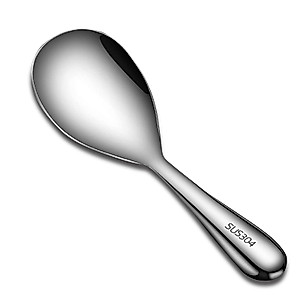8 Inch Good Stainless Steel Rice Spoon,Home Kitchen Thickened Rice Spoon-Mirror Polished,Easy to Clean (1 pack)
