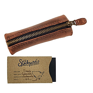 Hide & Drink, Long Coin Case, Cash Holder, Rustic Case for Pennies, Vintage Zippered Pouch, Travel Accessory, Full Grain Leather, Handmade, Bourbon Brown